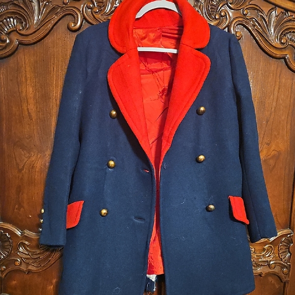greenlea | Jackets & Coats | Navy And Red Doublebreasted Coat Gorgeous ...